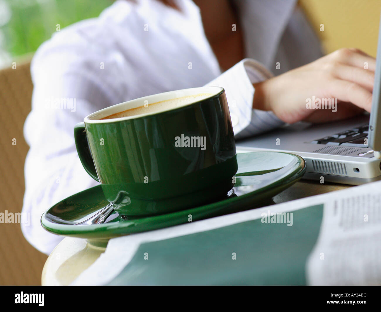 Mid section view of a businesswoman using a laptop Stock Photo - Alamy