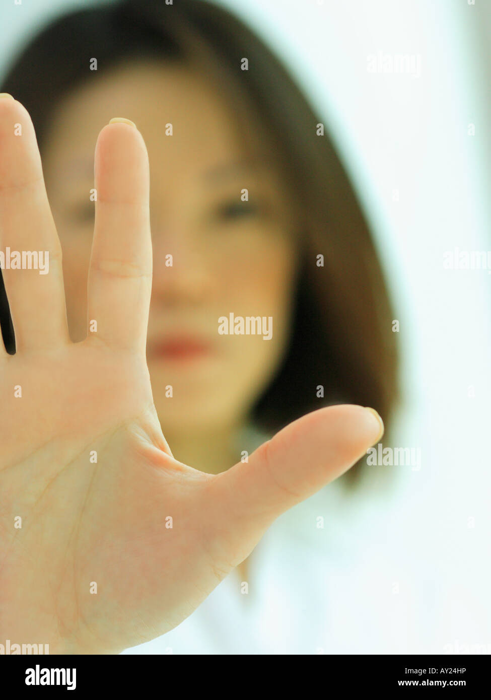 Close-up of a businesswoman making a stop gesture Stock Photo - Alamy
