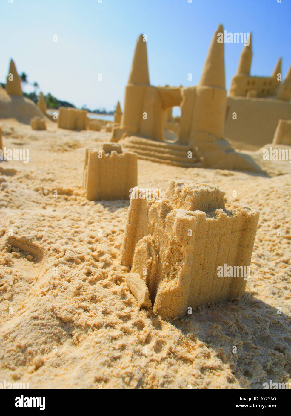 Sand castles on the beach Stock Photo - Alamy