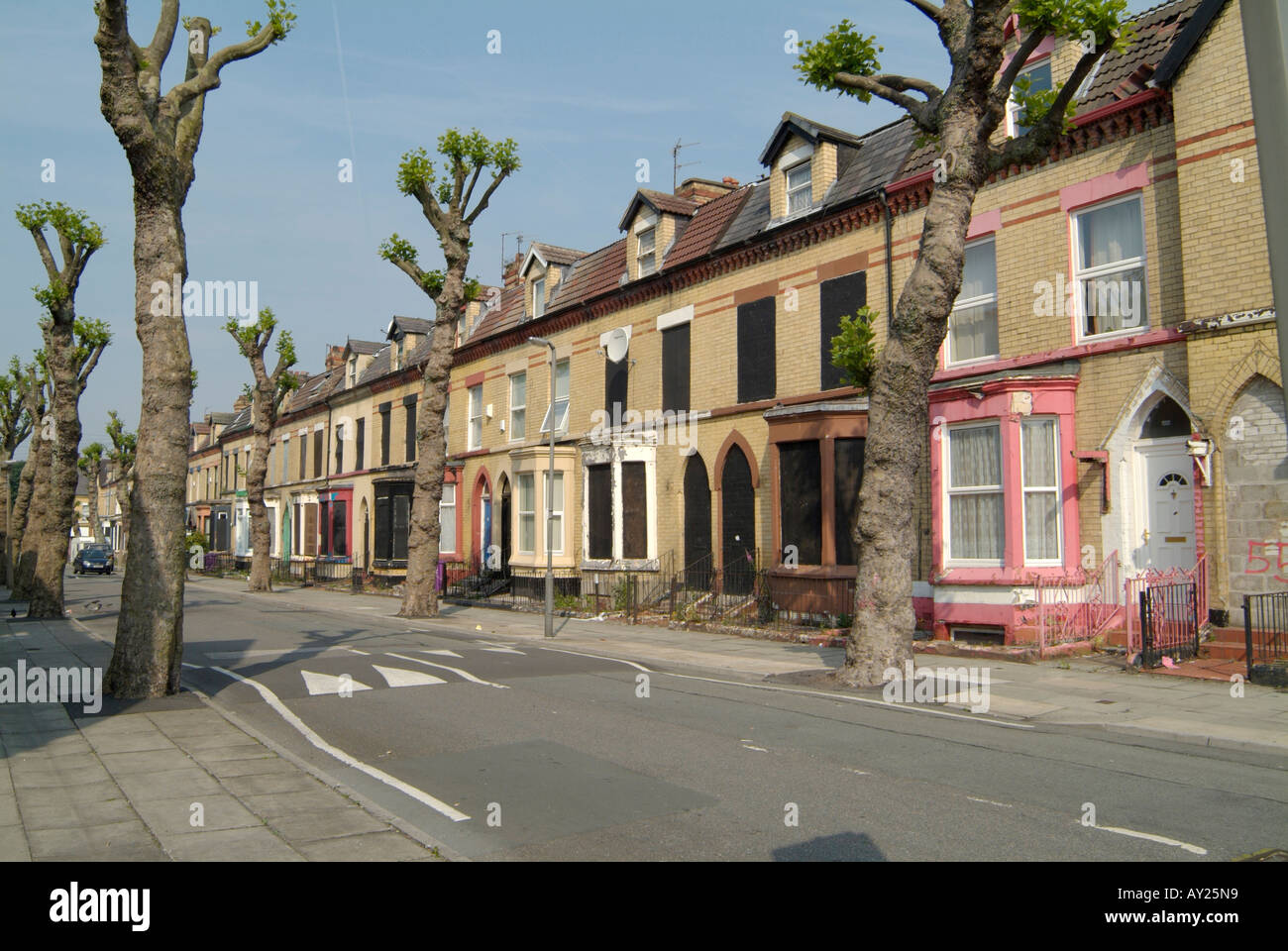 Derelict and boarded housing in Jermyn Street off the infamous Granby ...
