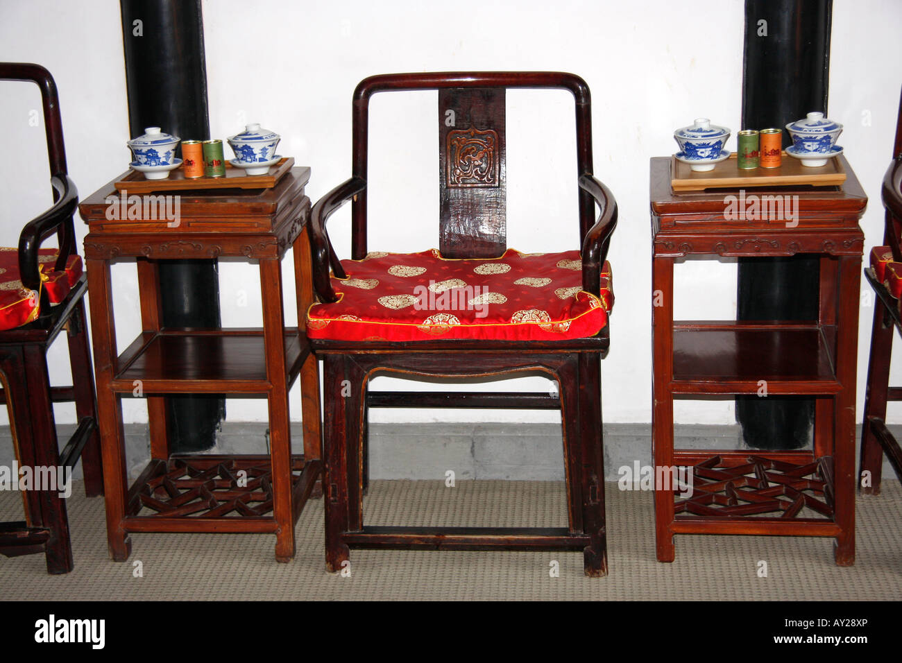 Chinese hotel furnishings in the reception hall of the hotel.China ...
