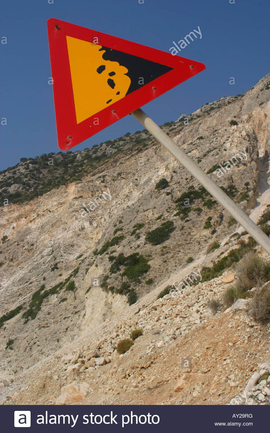 Falling Rock Warning Road Sign Stock Photos & Falling Rock Warning Road ...