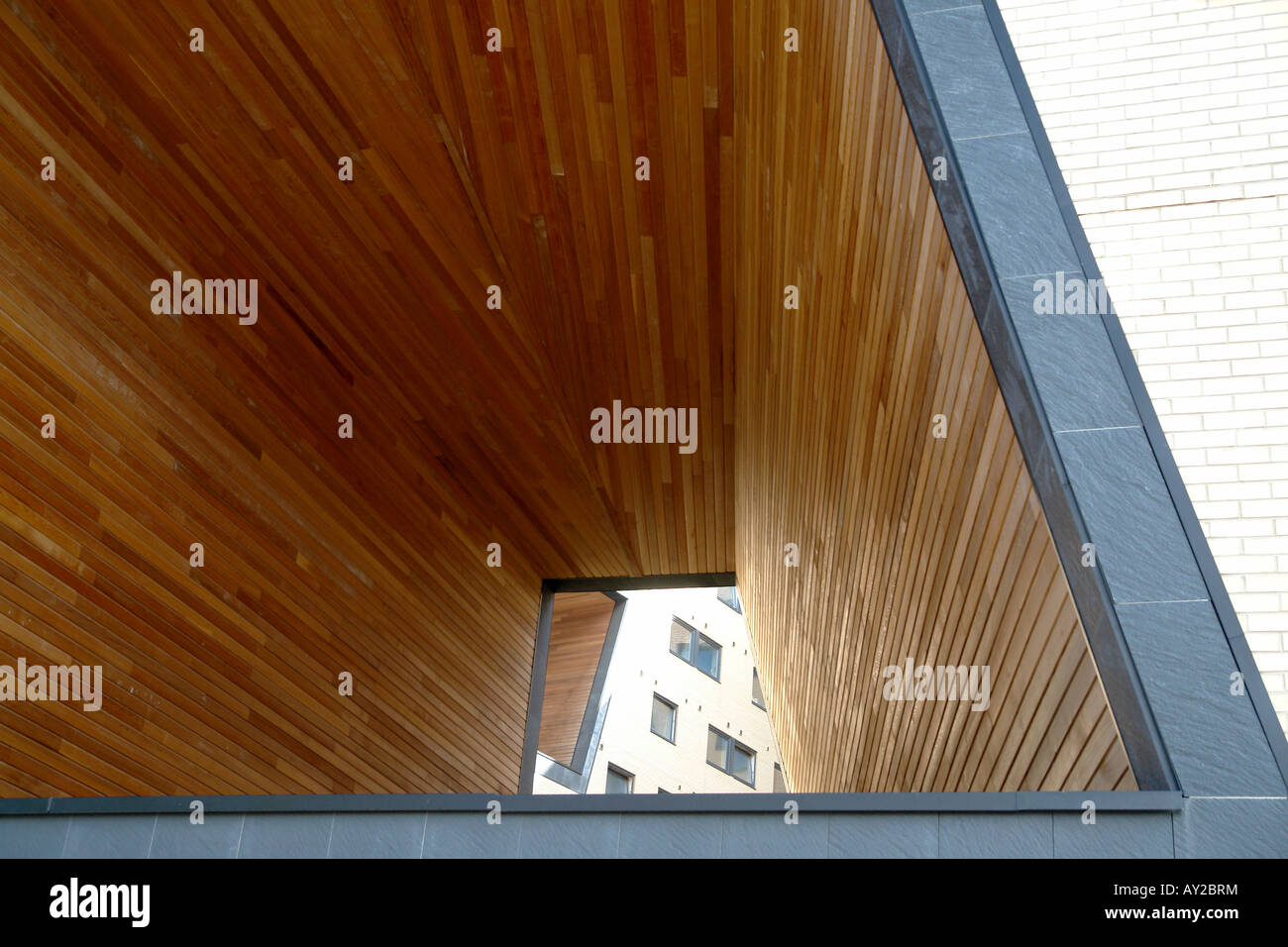 Looking through a designed hole in a building in Leeds Stock Photo - Alamy