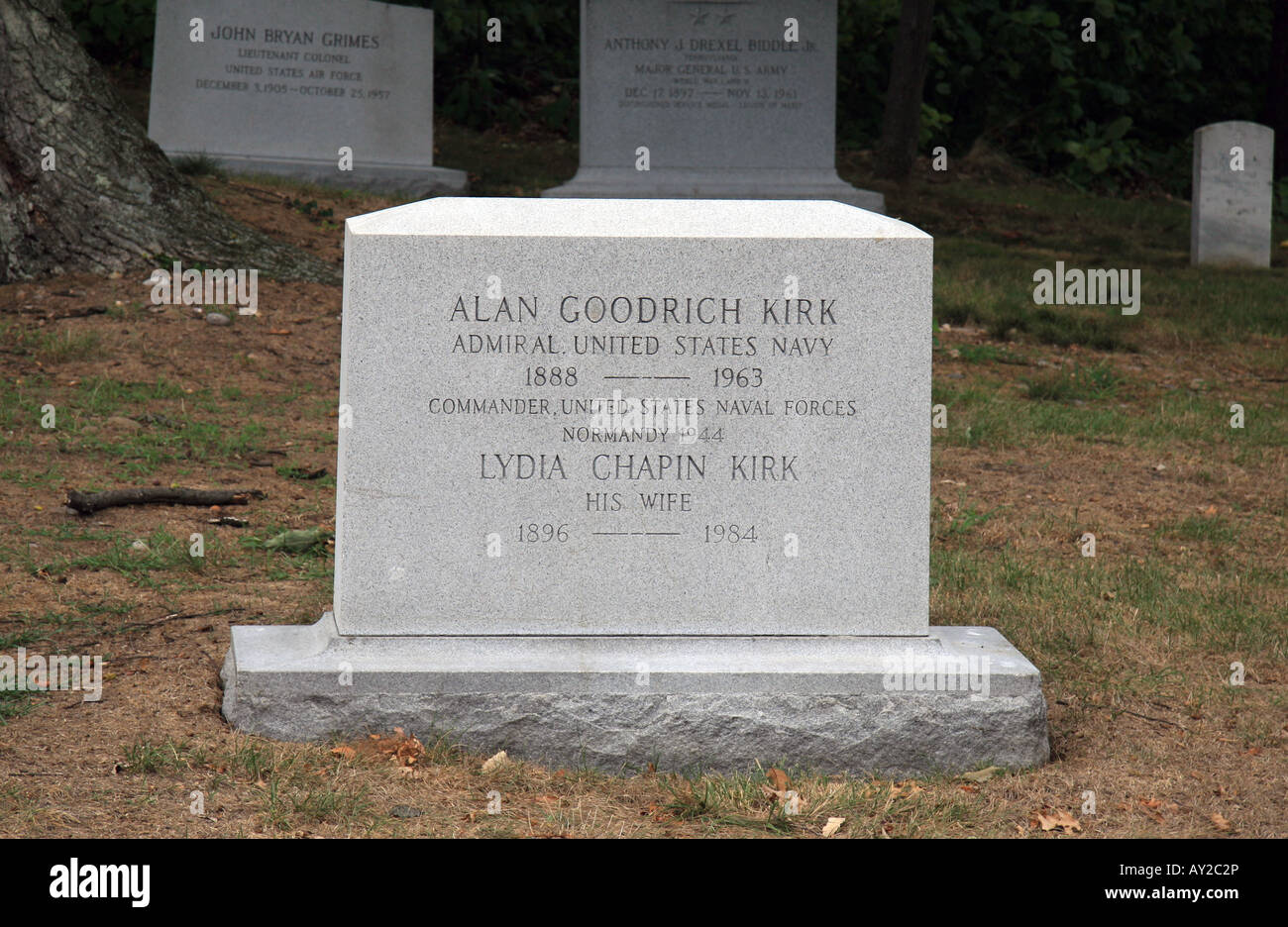 The grave of Admiral Alan Kirk, Normandy 1944 Commander, at the ...