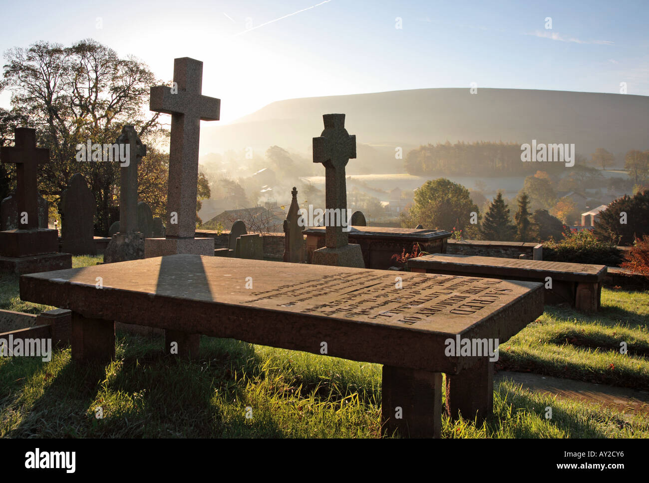 Downham Churchyard ,Lancashire, in Ribble valley, UK, Europe Stock ...