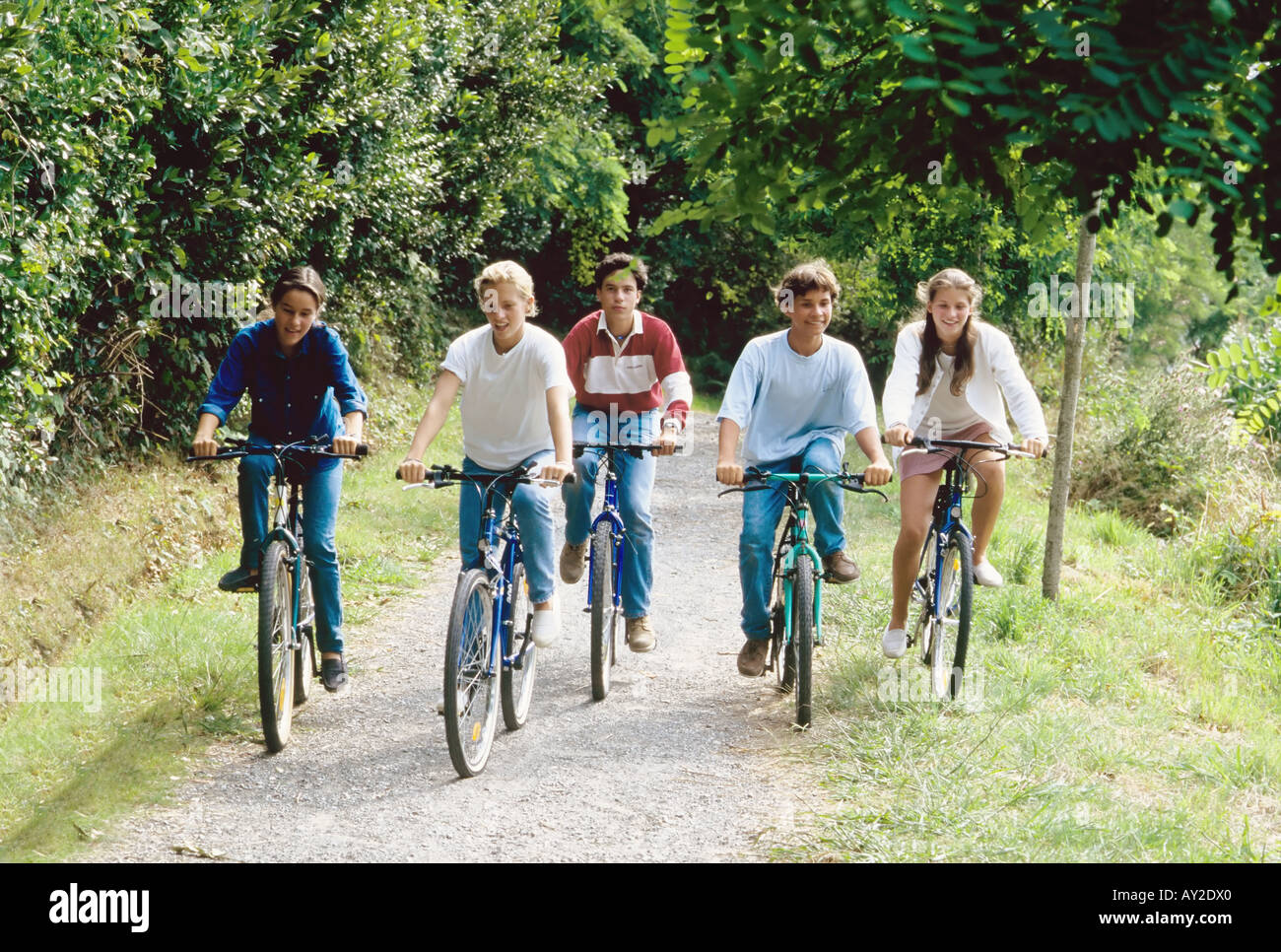 MR GROUP OF TEENAGERS RIDING BIKES Stock Photo - Alamy