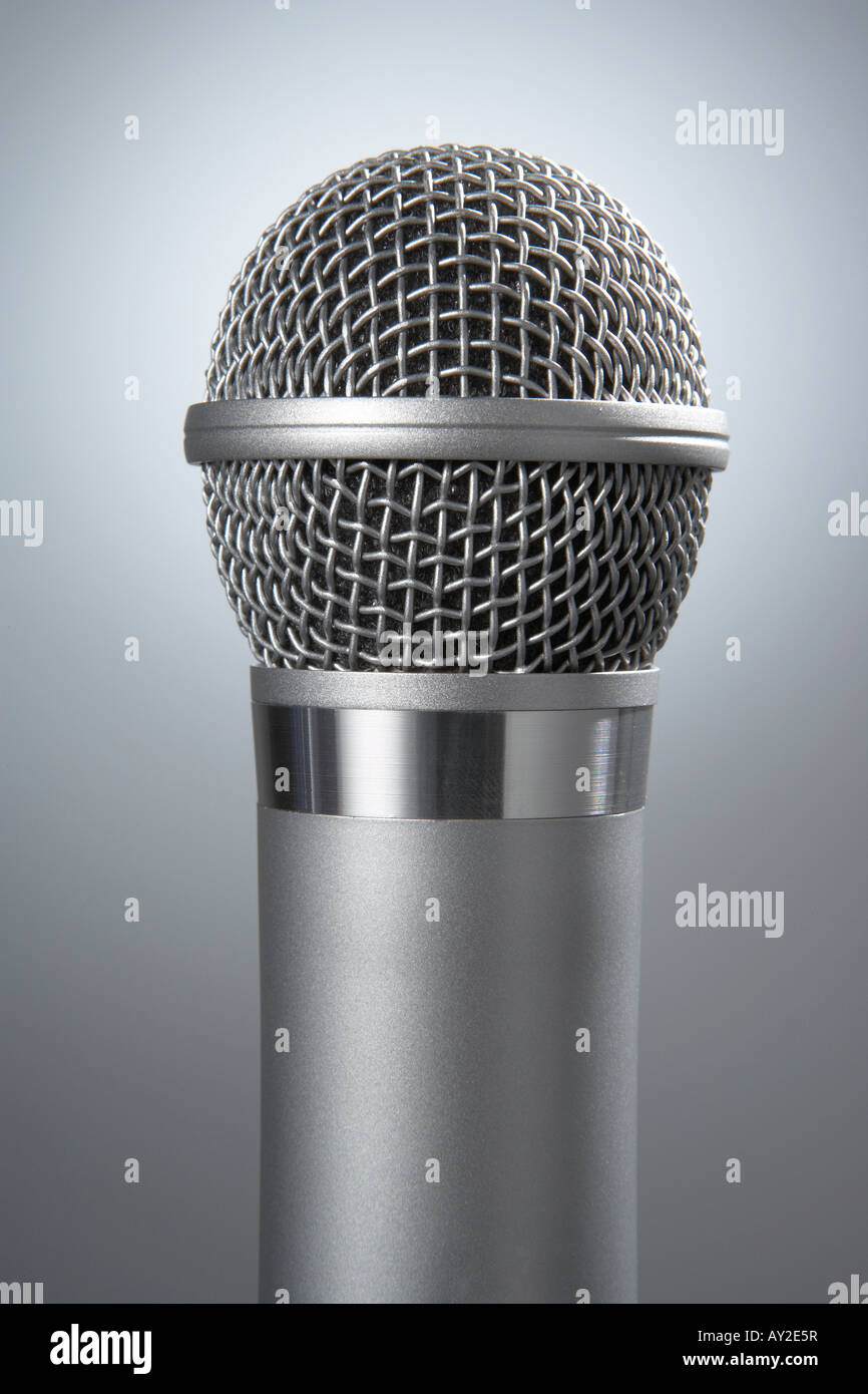 Silver microphone top Stock Photo - Alamy