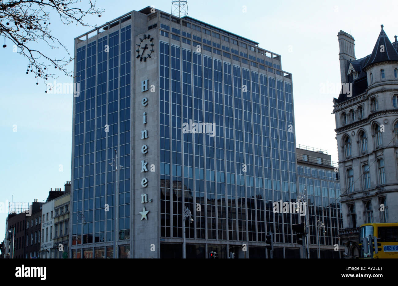 Dublin Office Block with Heineken Sign Stock Photo - Alamy
