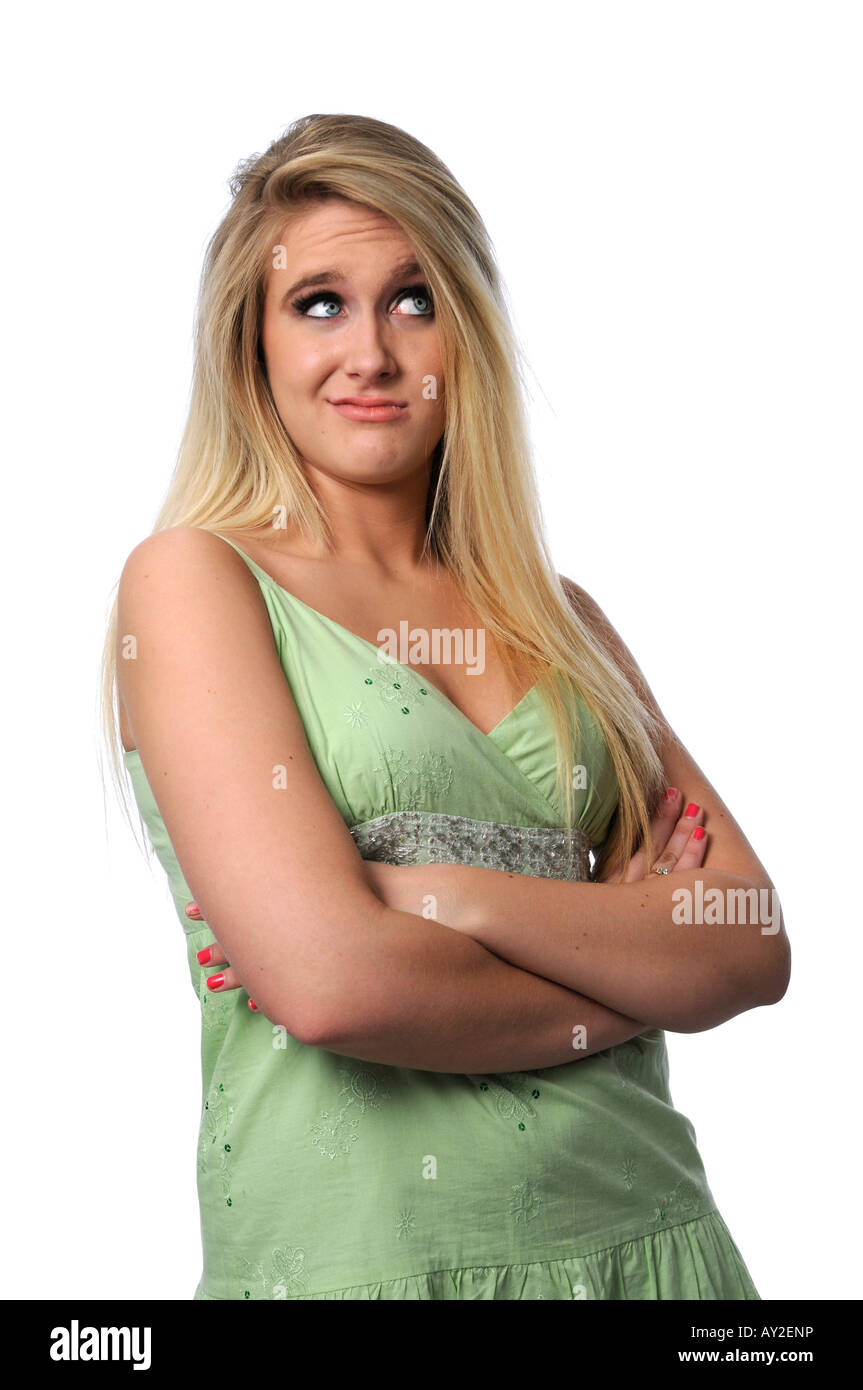 Portrait of teen girl with angry expression Stock Photo - Alamy