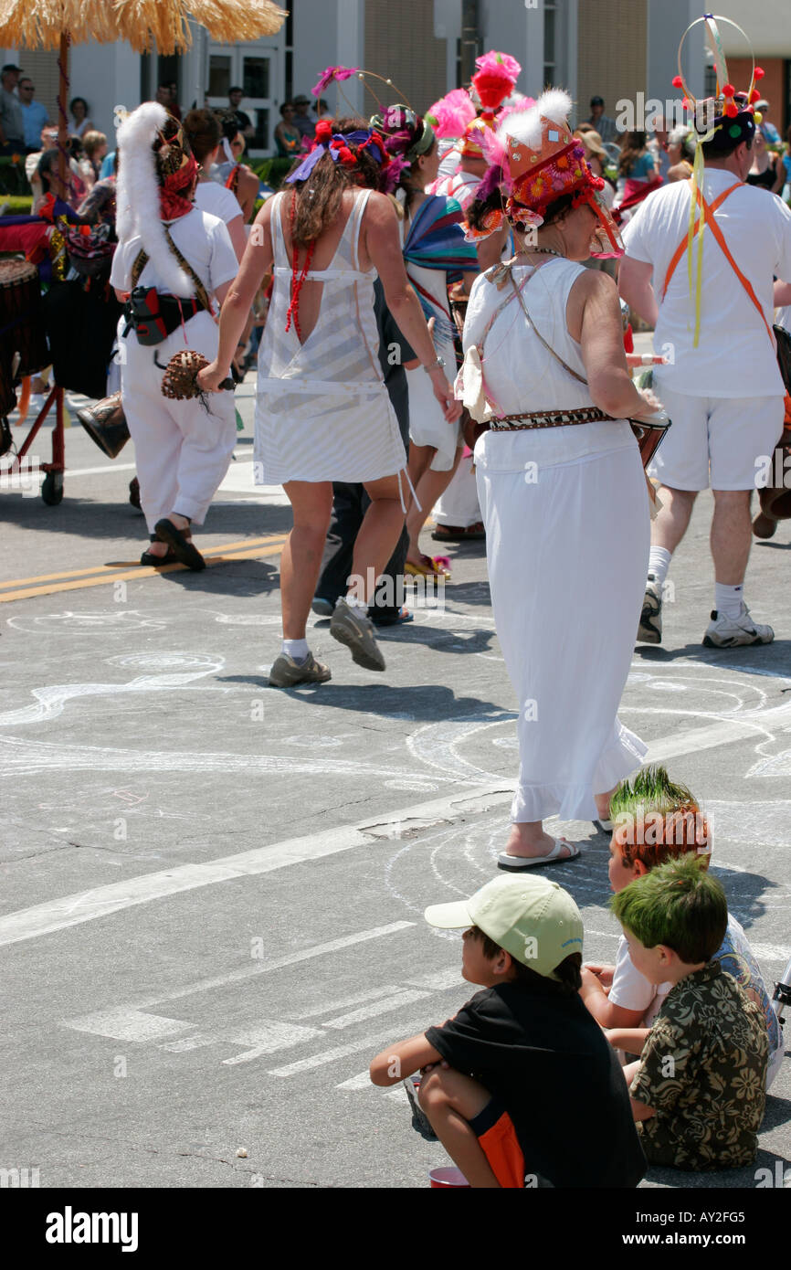 Children watch Summer Solstice parade, Santa Barbara, California Stock ...