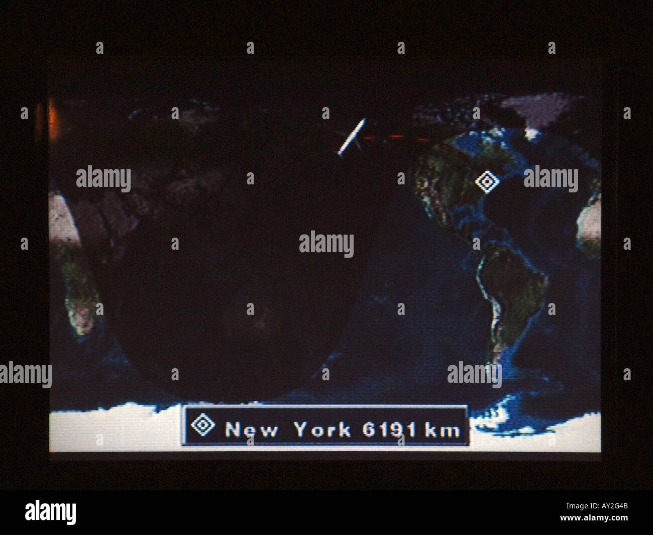 Flight progress map in airline over Alaska United States Stock Photo ...