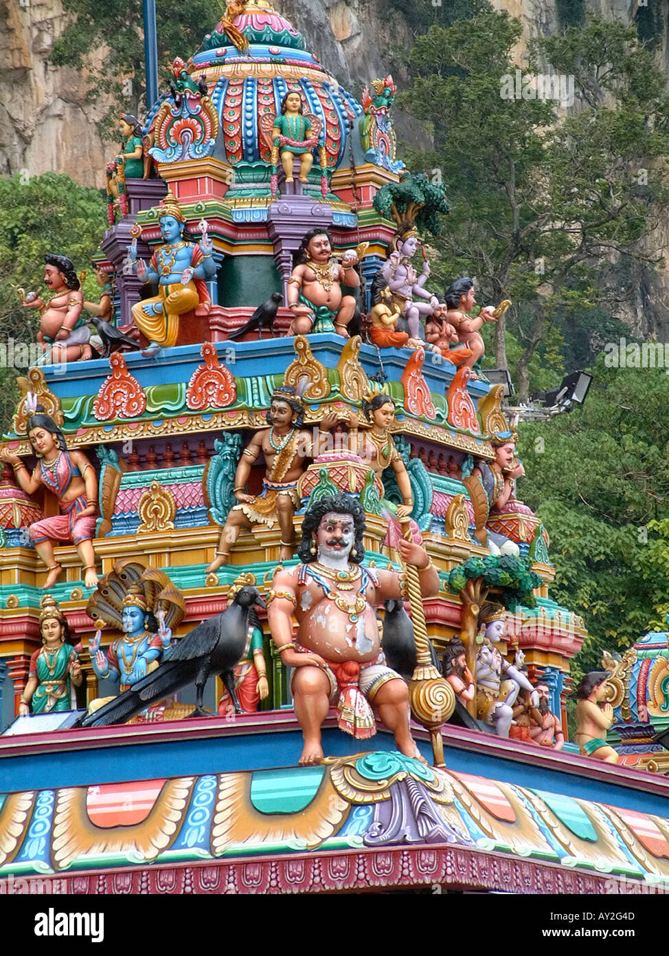 Hindu temple at base of the 272 steps to the shrine in the Batu Caves ...