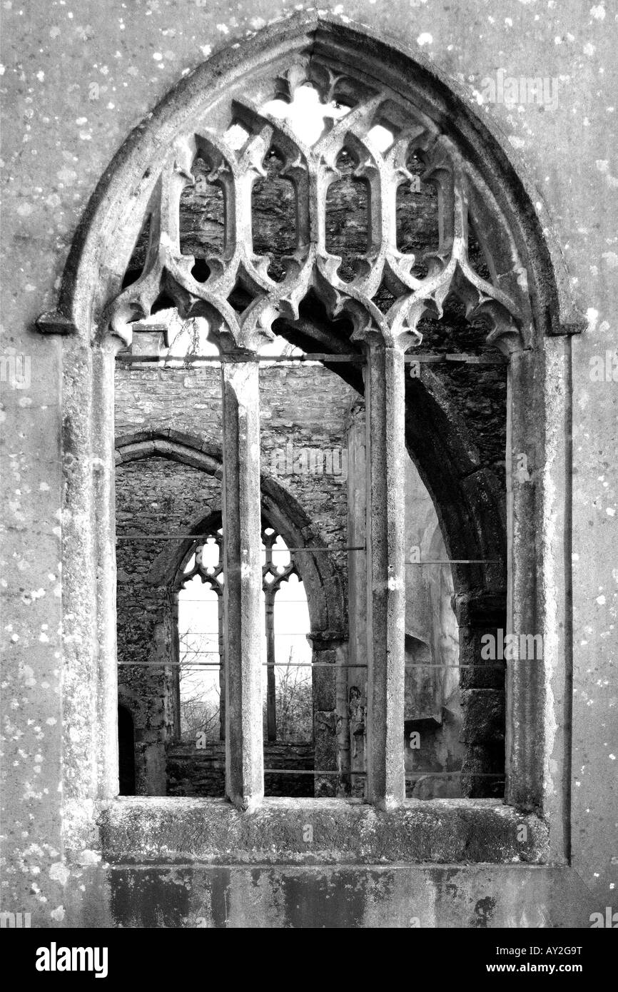 Arched window in gothic Black and White Stock Photos & Images - Alamy