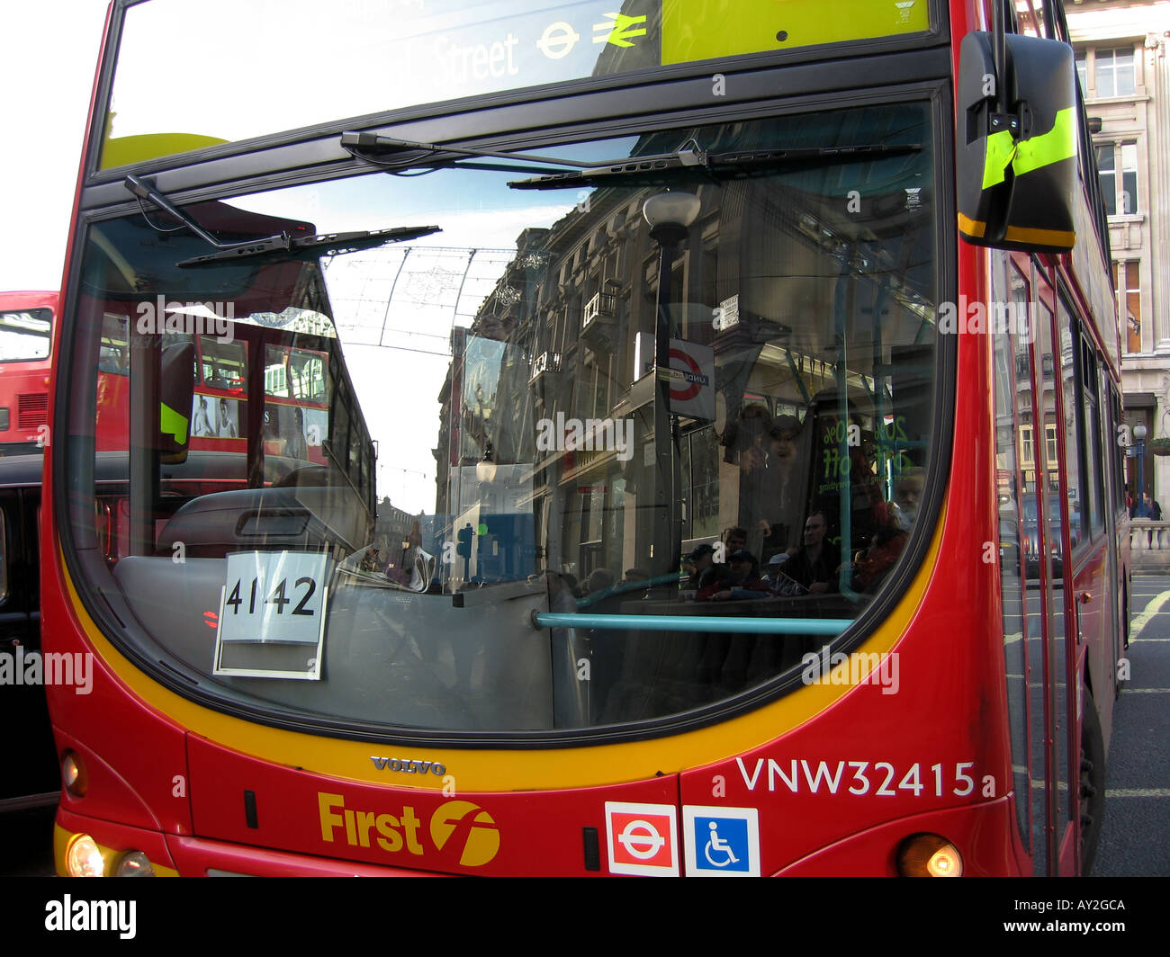 Reflections in a London Bus Windscreen Stock Photo - Alamy