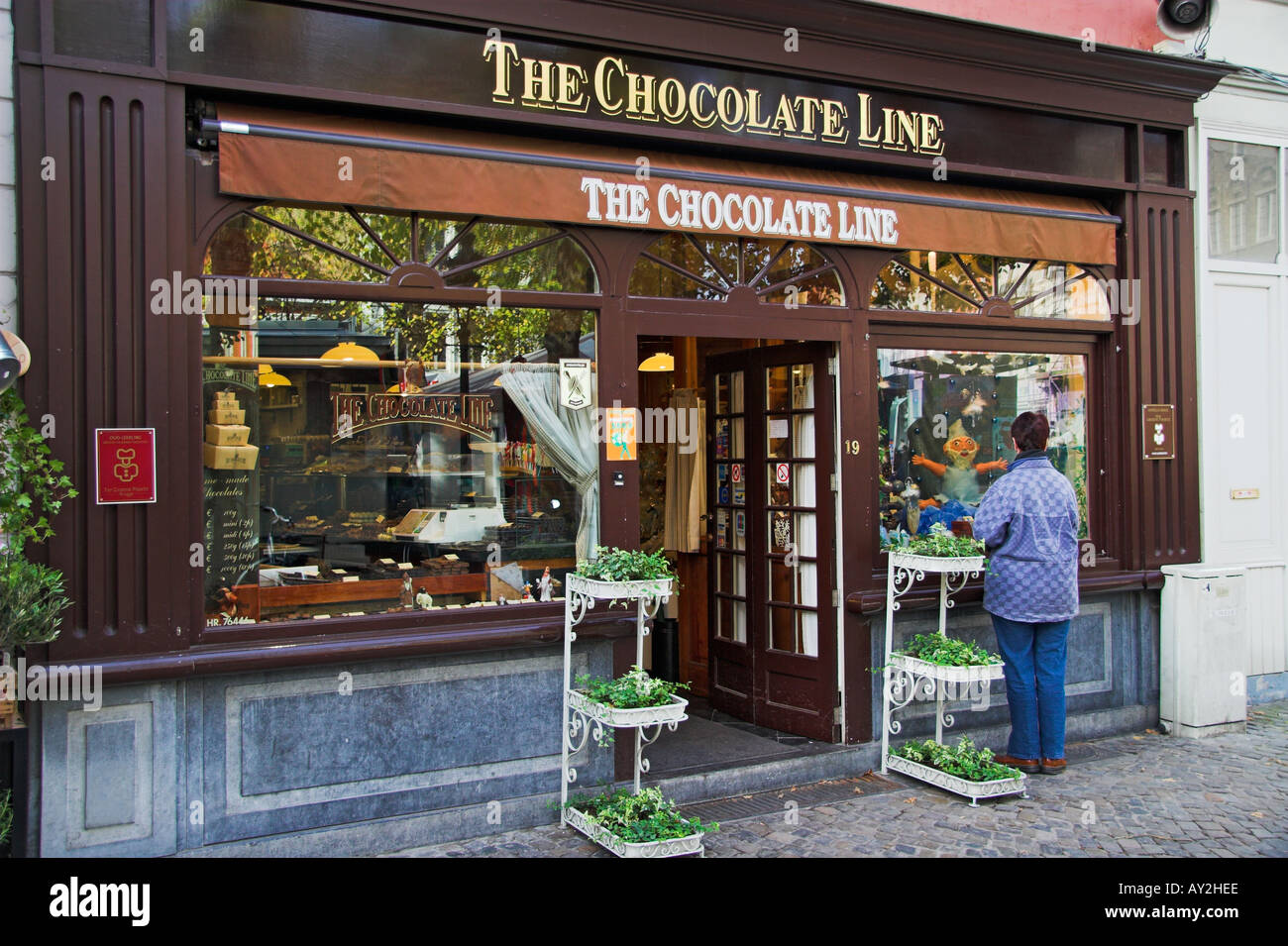 The Chocolate Line chocolate shop Steenplein Brugge Belgium Stock Photo ...