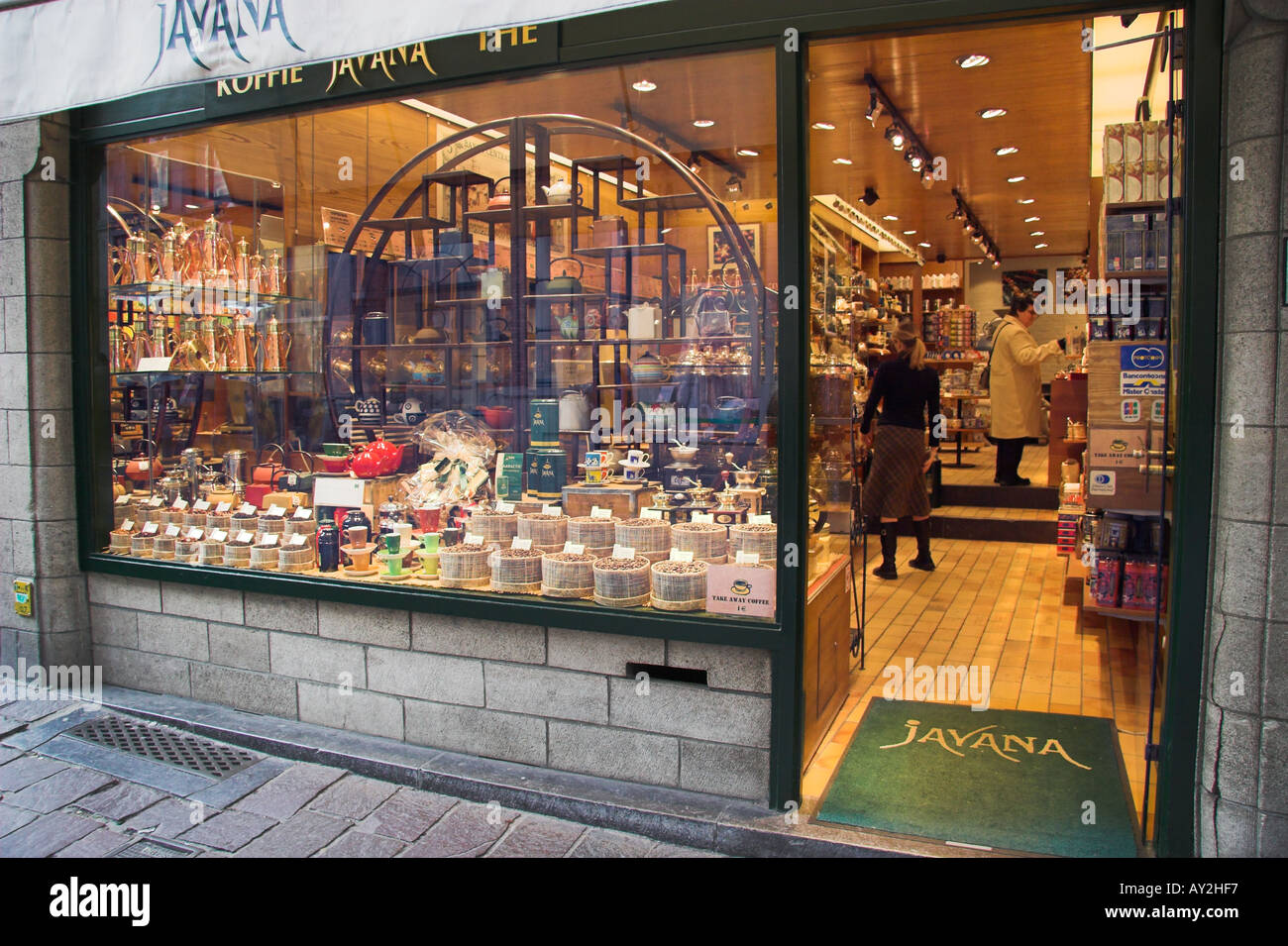 Javana tea and coffee shop Steenstraat Brugge Belgium Stock Photo - Alamy
