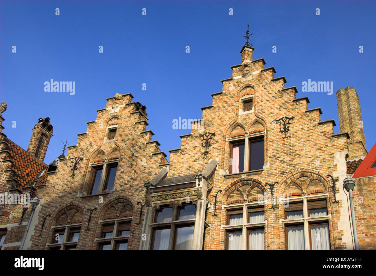 Flemish style gabled houses in Brugge Belgium city travel architecture ...