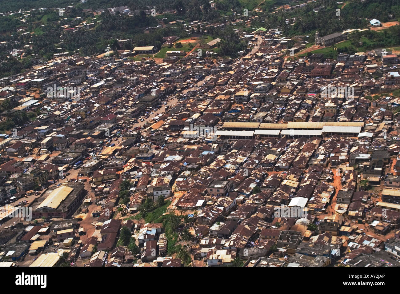 Aerial view of central Prestea township, Ghana, West Africa Stock Photo ...