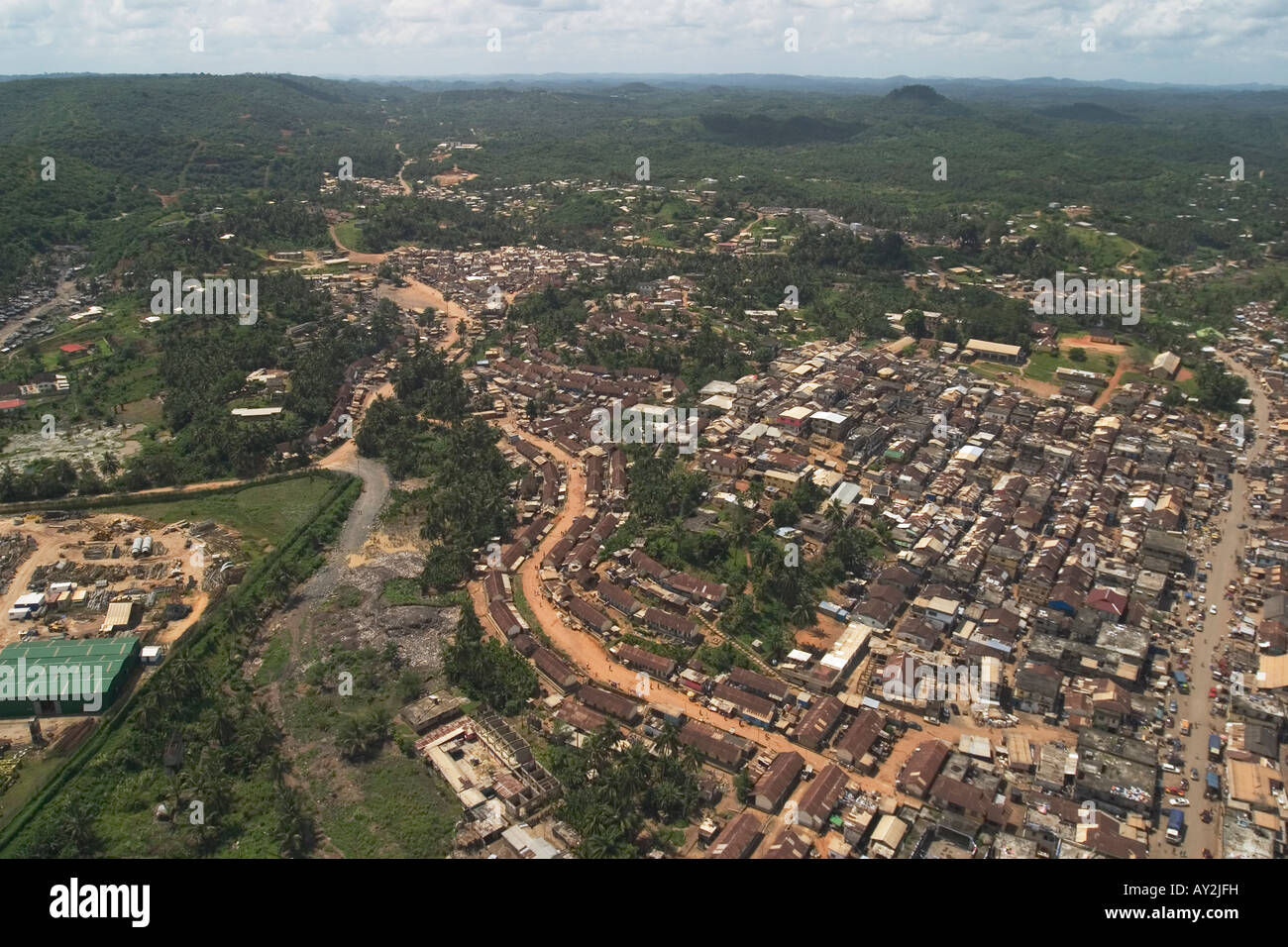 Aerial view of central Prestea township, Ghana, West Africa Stock Photo ...
