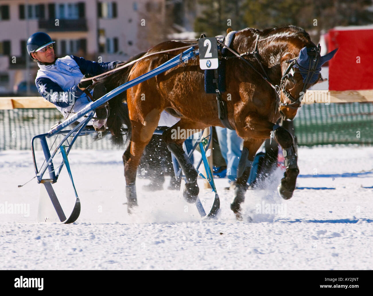 St Moritz White Turf horse race snow Switzerland Stock Photo - Alamy