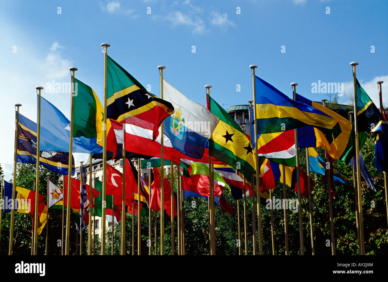 Flags from member countries During the General Conference at UNESCO ...