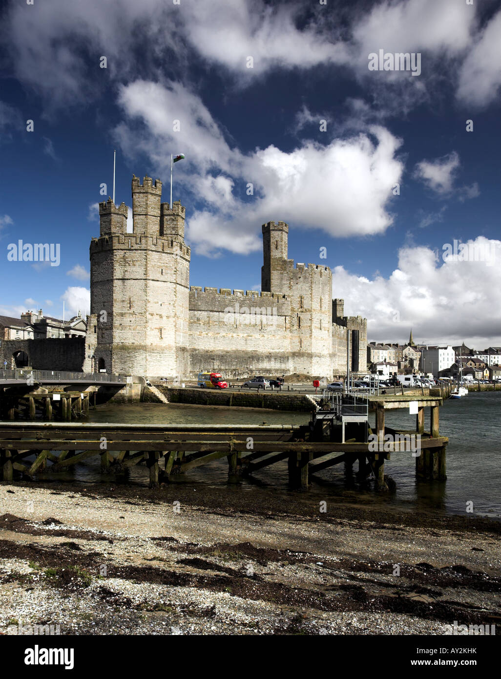 Caernarfon Castle and Harbour, Gwynedd, North Wales Stock Photo - Alamy