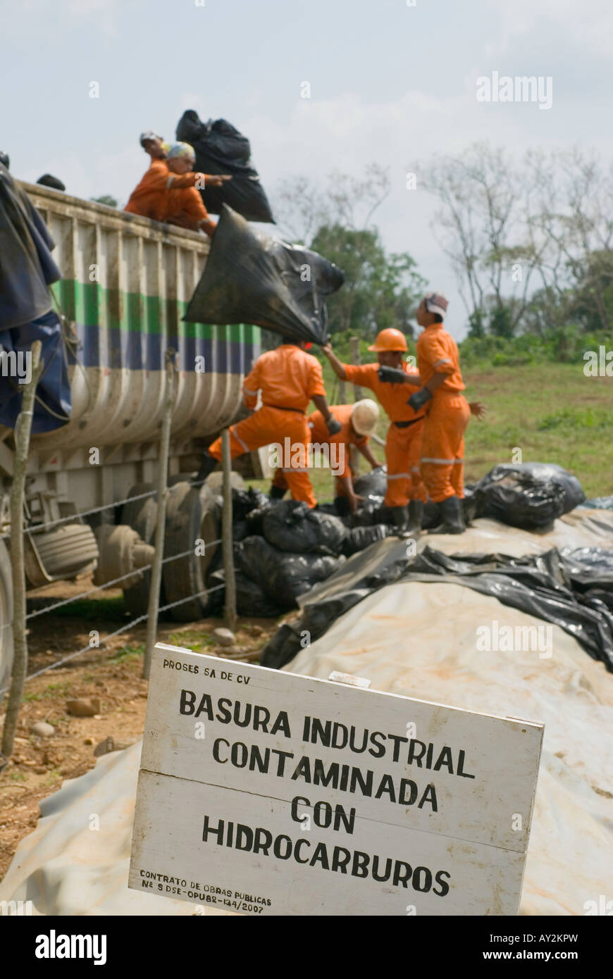 At a spill site a private firm contracted by PEMEX has built a ...