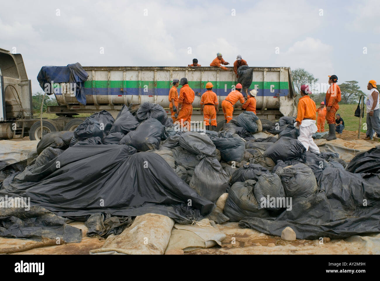 At a spill site a private firm contracted by PEMEX has built a ...