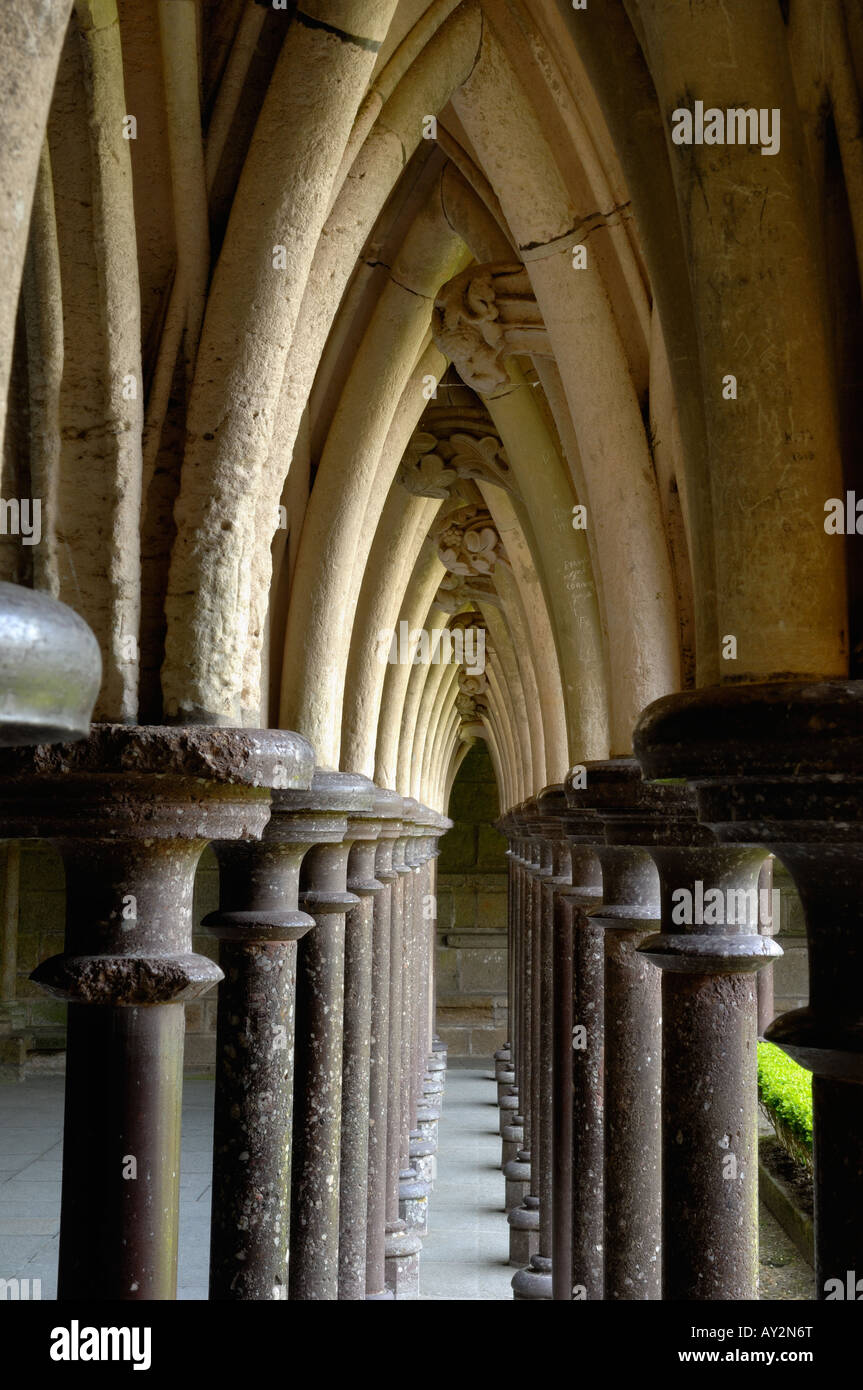 Mont Saint Michel Courtyard's Columns Stock Photo - Alamy