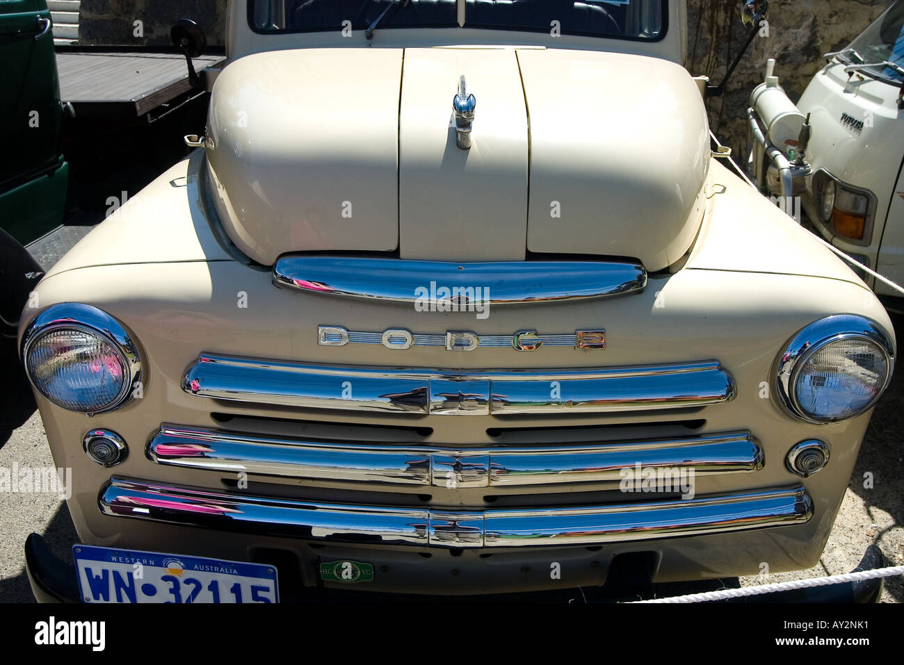 Front of old Dodge truck showing grille Stock Photo - Alamy