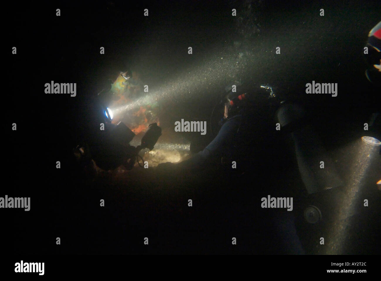Scuba diver with torch by night hi-res stock photography and images - Alamy