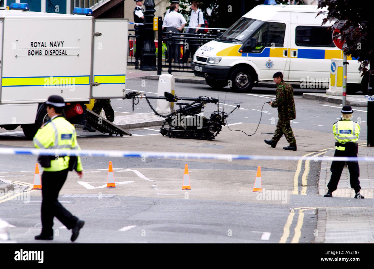 Royal Navy Bomb Disposal with their robot detonator at Brighton station ...