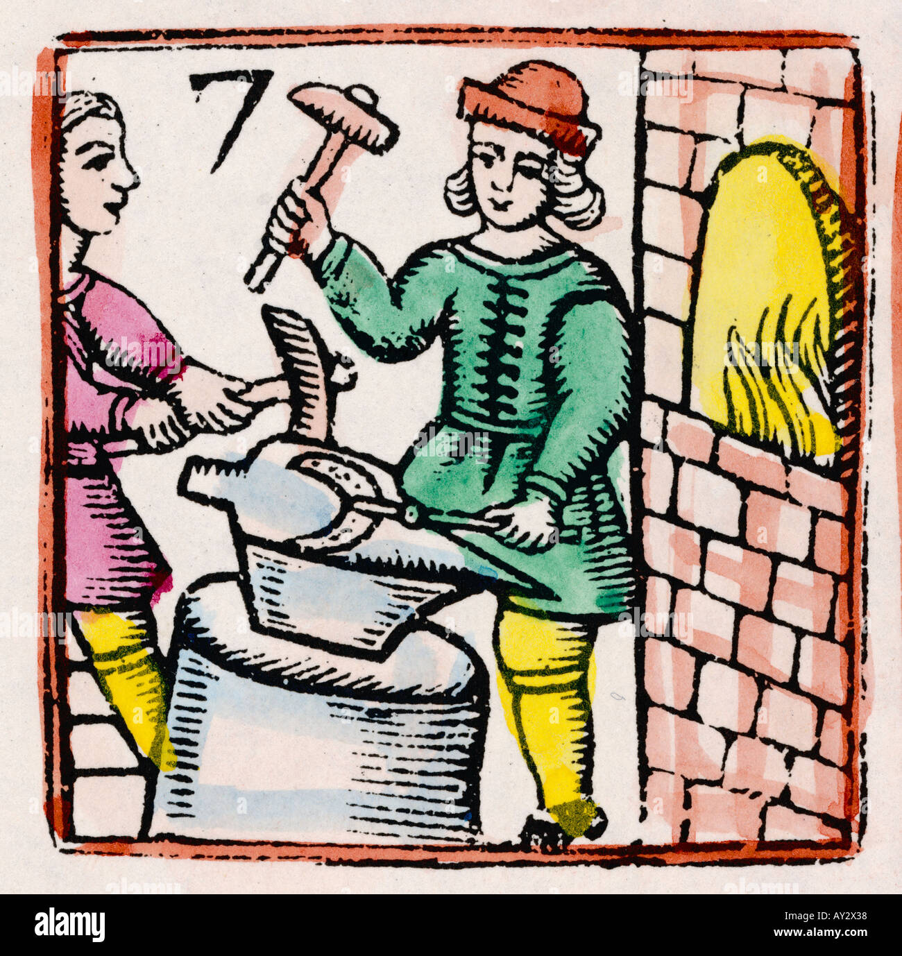 Blacksmith woodcut hi-res stock photography and images - Alamy