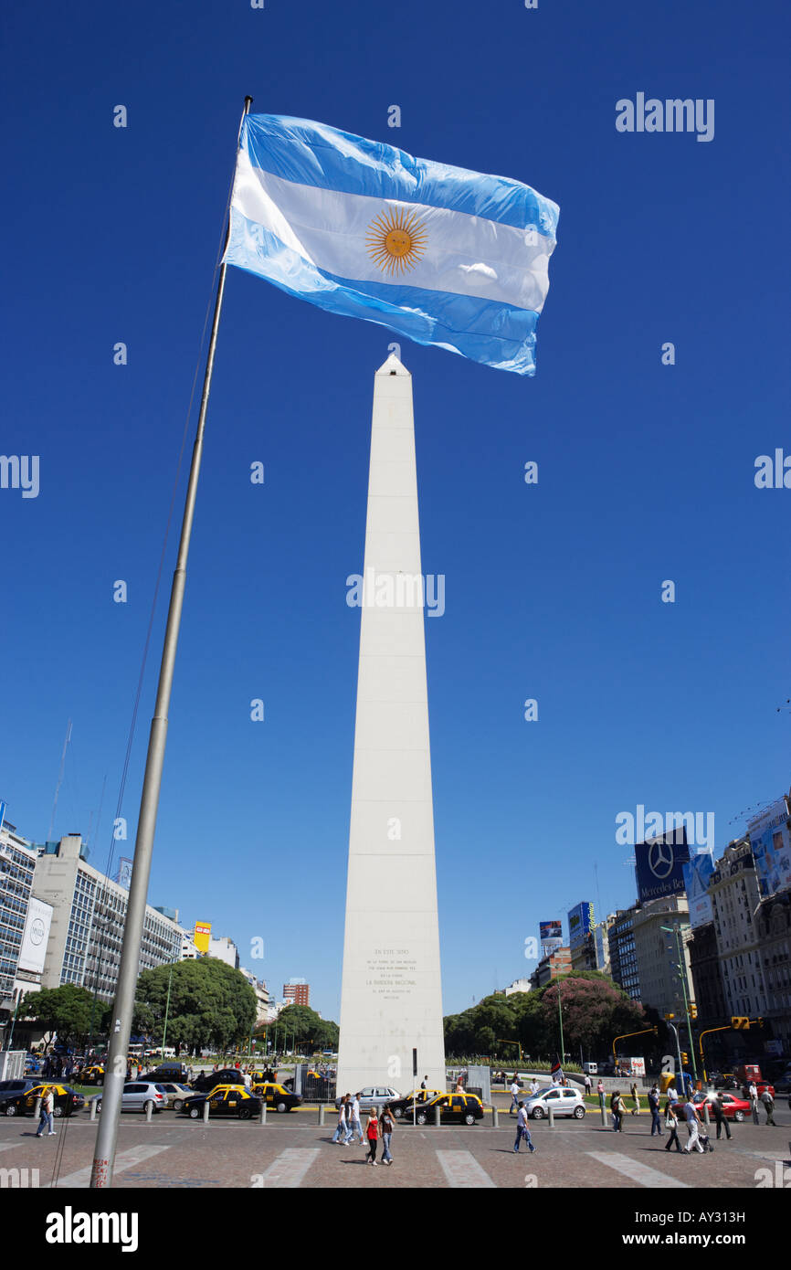 Argentinian flag and Obelisco Buenos Aires Argentina South America ...