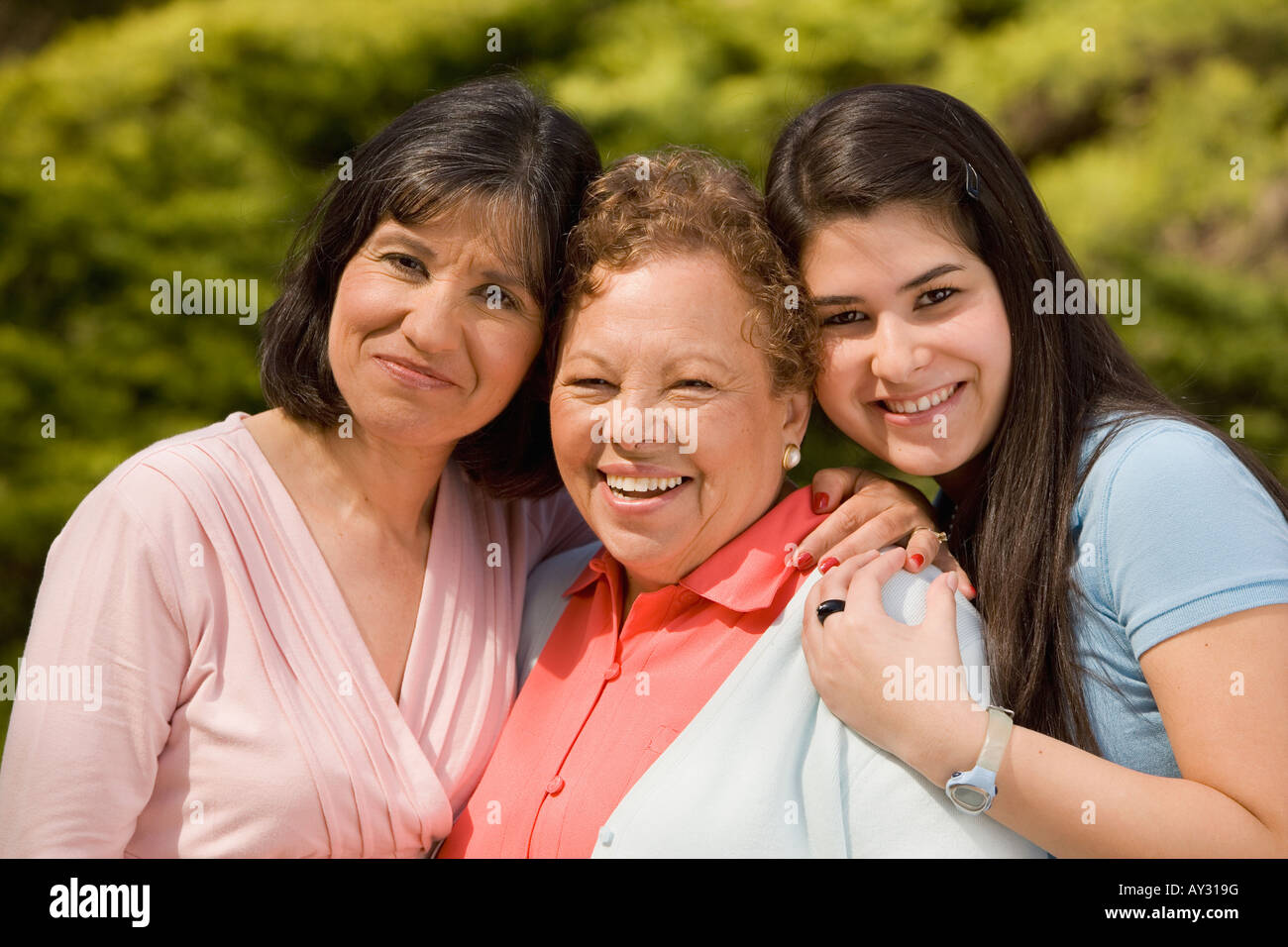 Portrait of multi-generational Hispanic female family members Stock ...