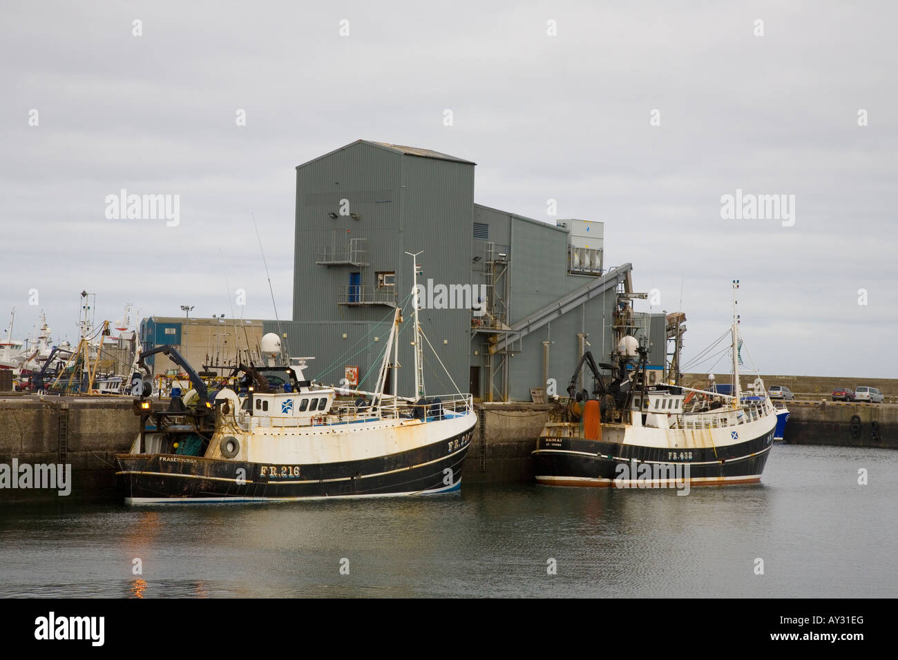 Fraserburgh Harbour and boat yard Aberdeenshire, Scotland uk Stock ...