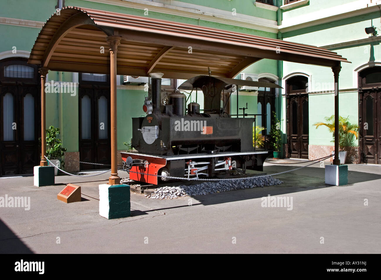 Interior of Railway Station showing restored old train, Maputo ...