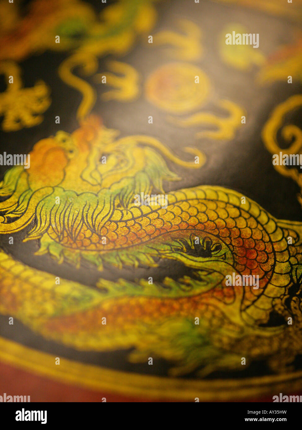 Close-up of the painting of a Chinese dragon Stock Photo - Alamy