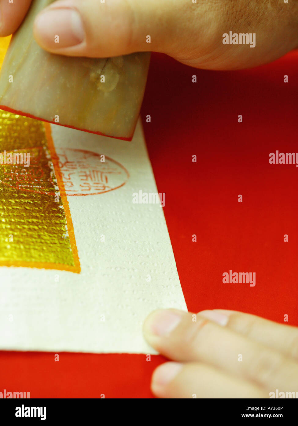Close Up Persons Hand Using Stamp High Resolution Stock Photography and ...