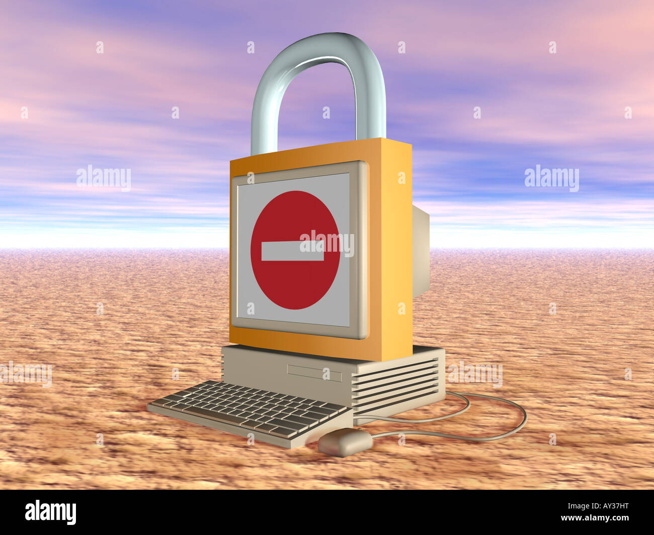 No entry sign on a computer screen Stock Photo - Alamy