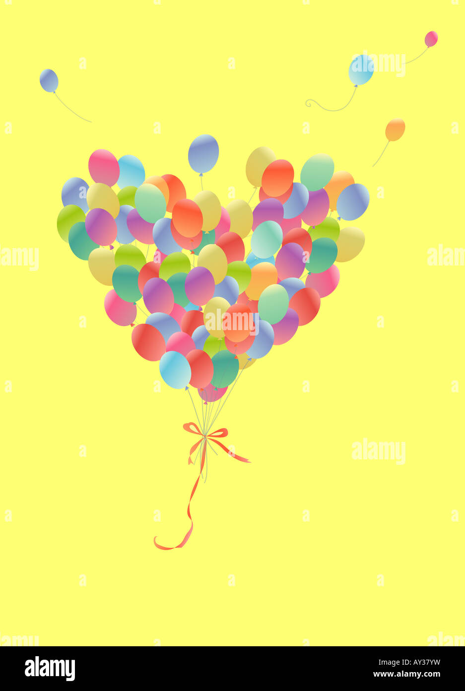 Heart shape of balloons rising into the air Stock Photo - Alamy