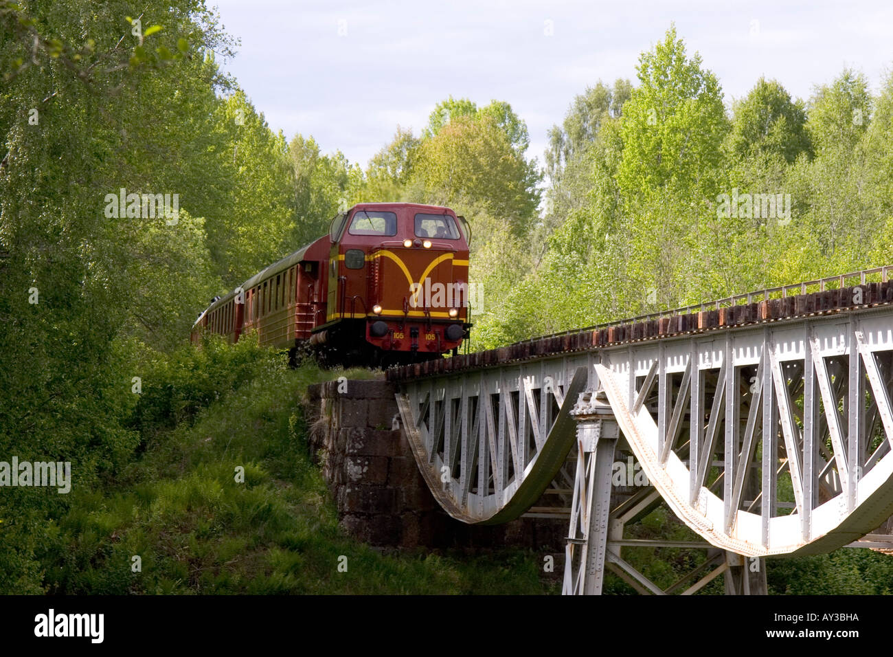 Train on bridge Stock Photo - Alamy