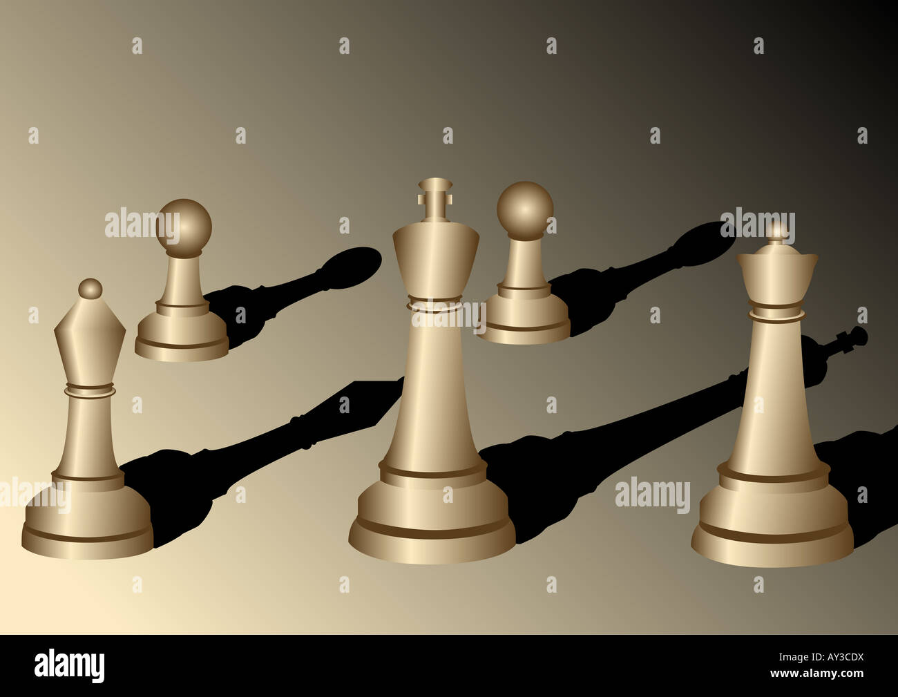 Chess pieces with shadows illustration Stock Photo - Alamy
