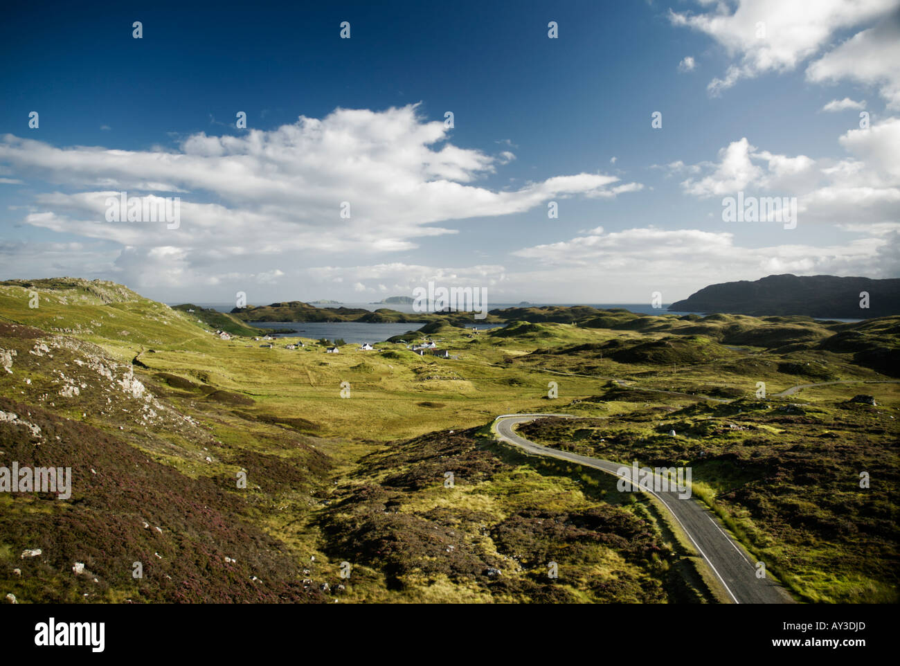 The road to Lemreway in the South Lochs area of the Isle of Lewis ...