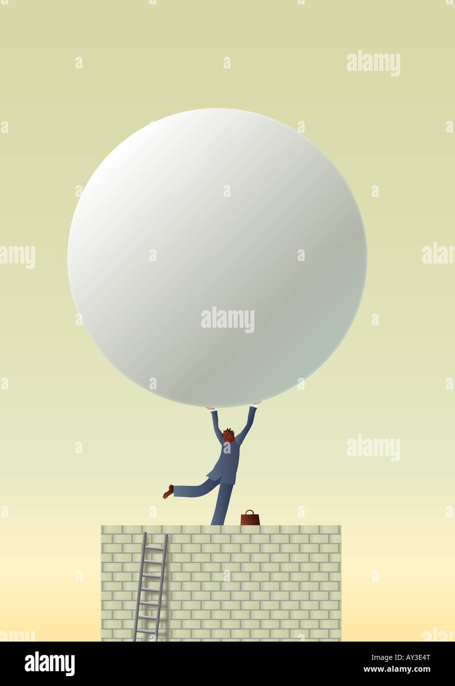 Rear view of a businessman carrying a balloon Stock Photo - Alamy