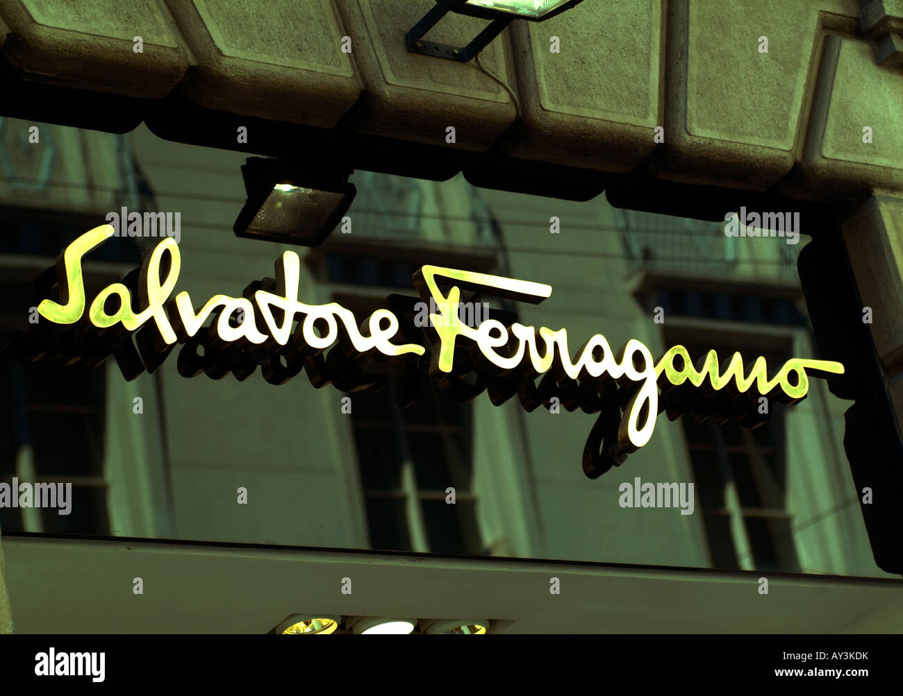 Ferragamo Sign logo Italy Milan Stock Photo - Alamy