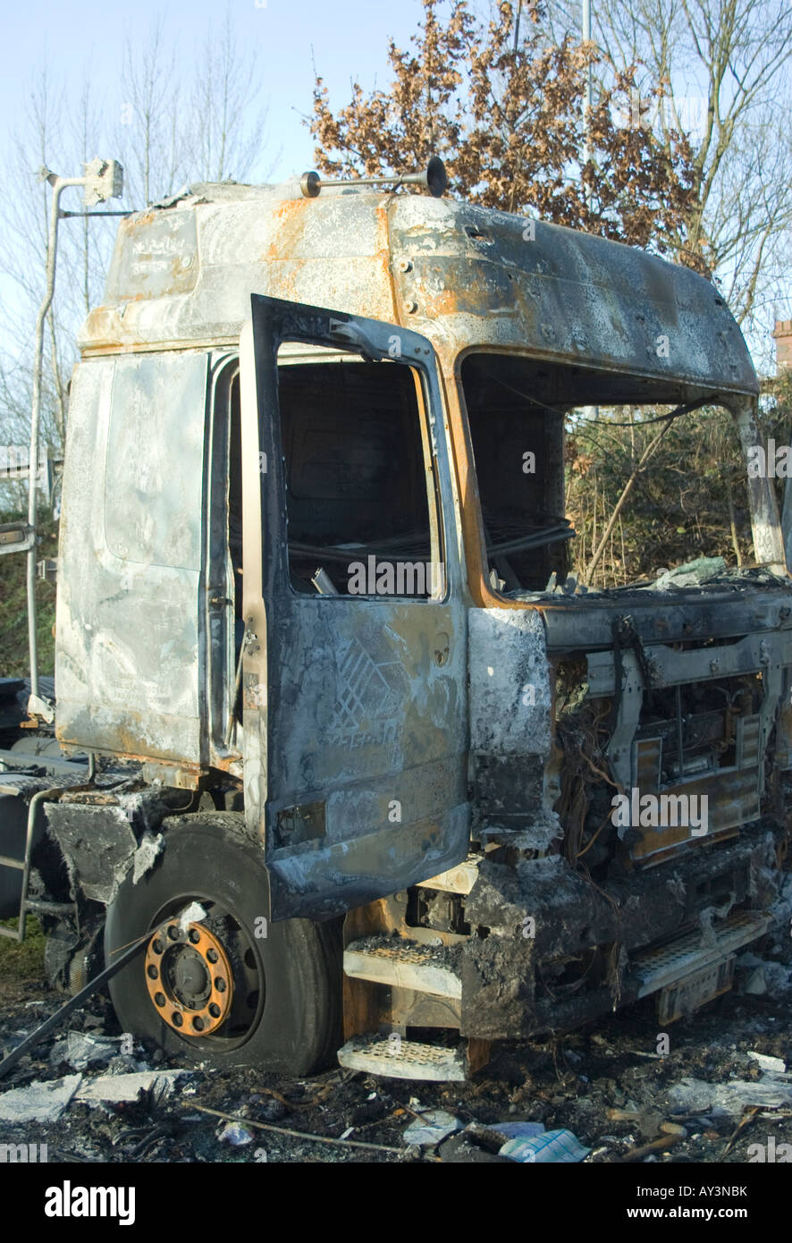 "burnt out truck Stock Photo - Alamy