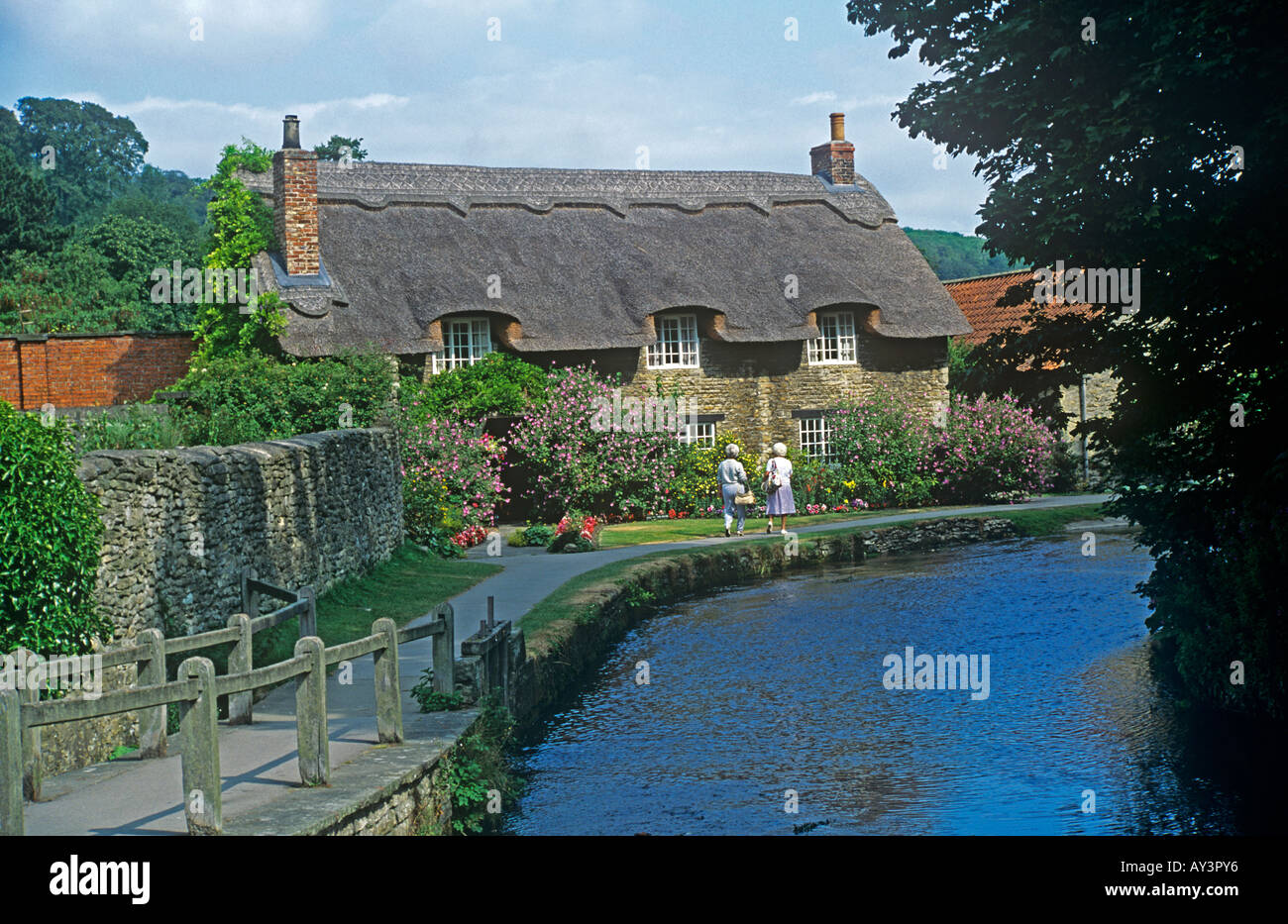 Thatched Riverside Cottage at Thornton-le-Dale, North Yorkshire, UK ...