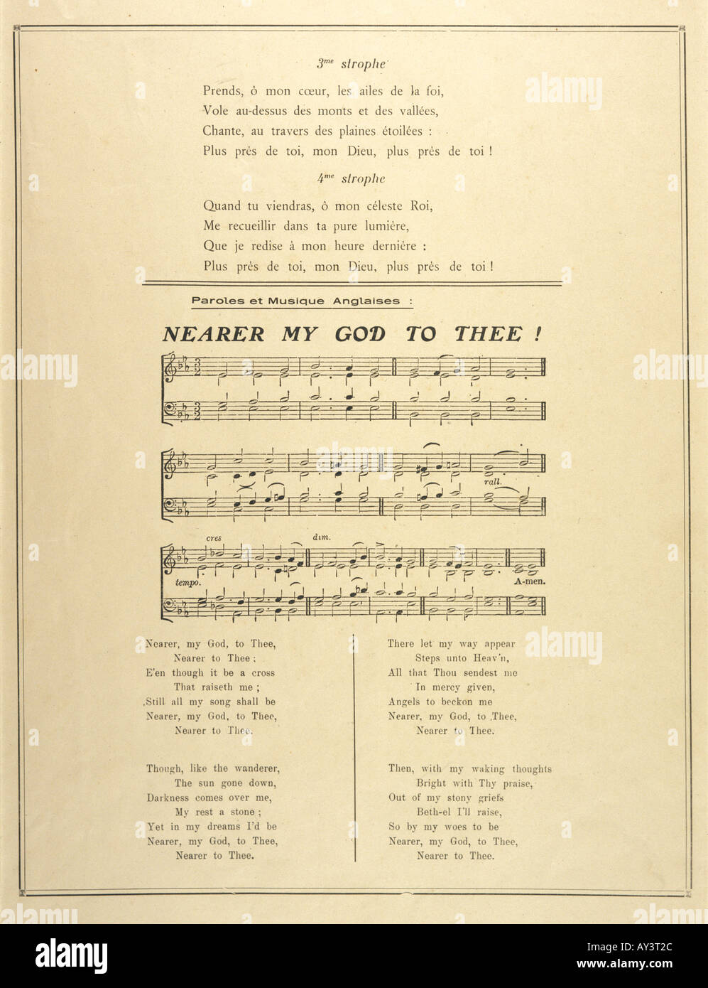 Titanic Music Sheet Fr Stock Photo - Alamy