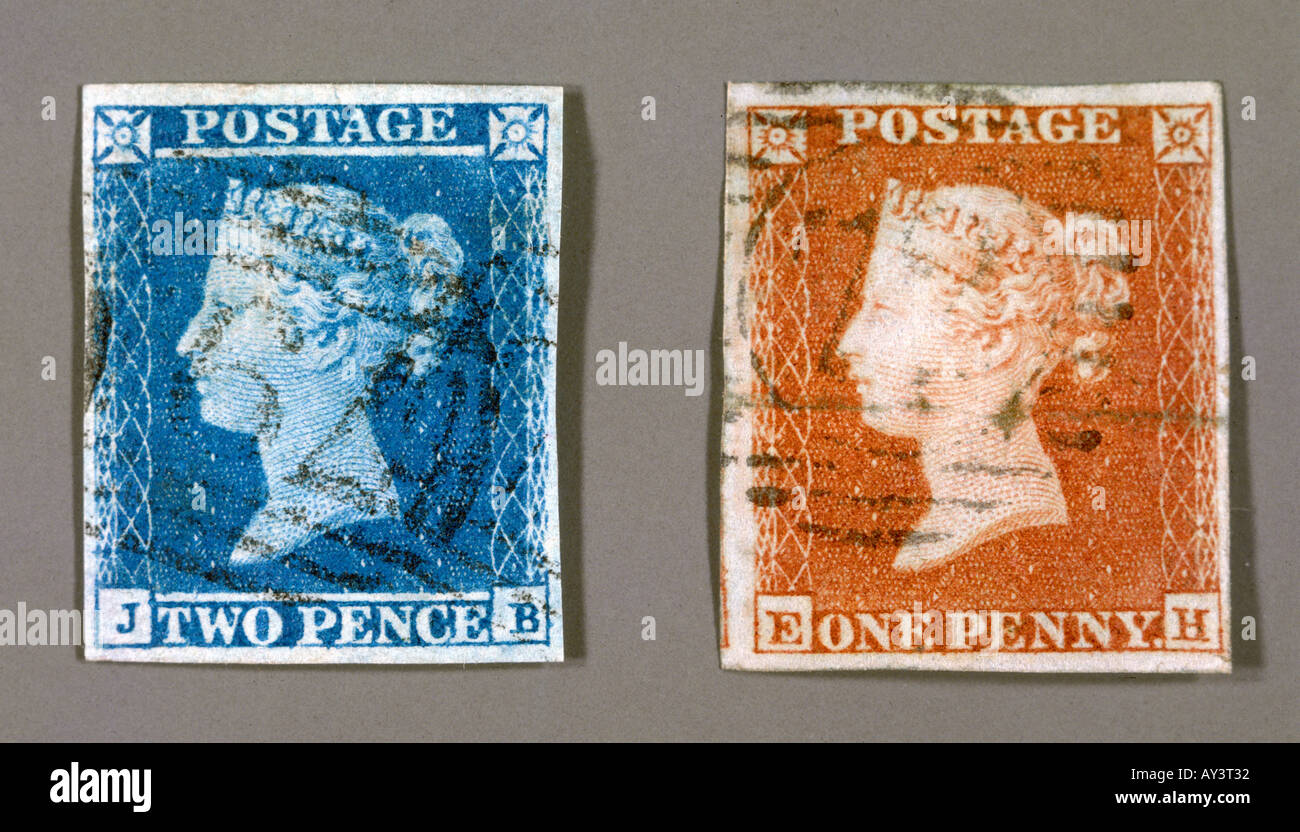 Penny Red Tuppenny Blue Stock Photo - Alamy
